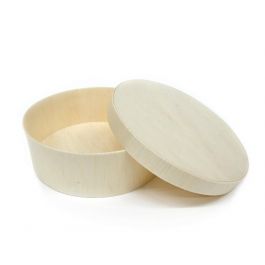 Wooden Round Veneer Box w Wooden Lid FLR-05B/K | Packaging Solutions ...